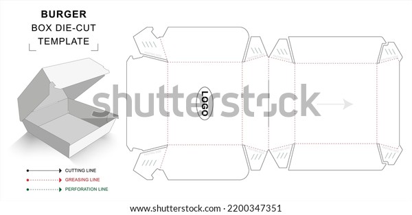 Burger Box Die Cut Template Stock Vector (Royalty Free) 2200347351 ...