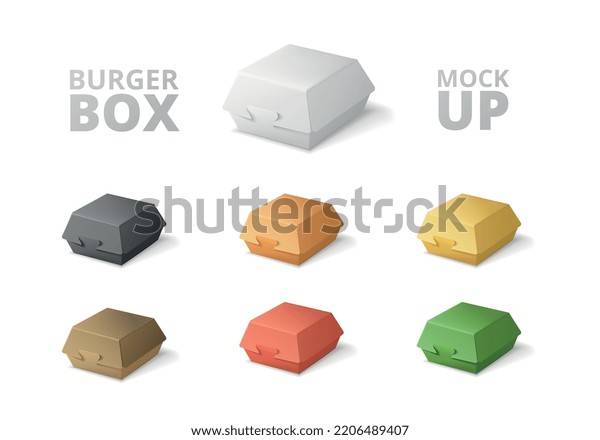 Burger Box Mockup Set Isolated Images Stock Vector (Royalty Free ...
