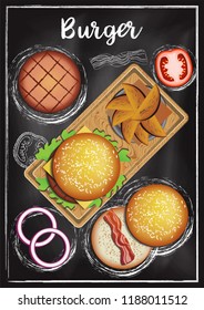 Burger Chalkboard Background Stock Vector (Royalty Free) 1188011512 ...