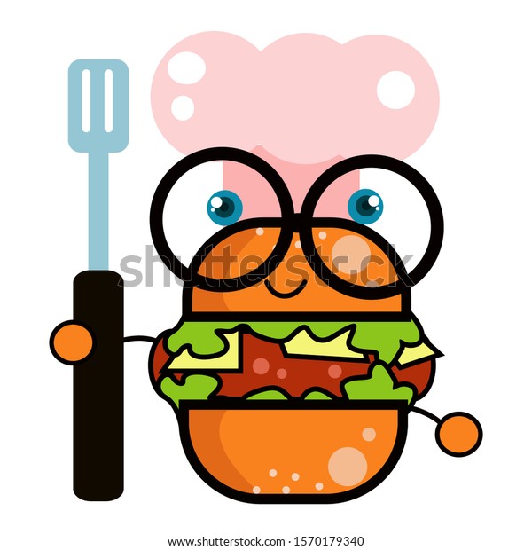 Burger Chef Character Cute Cartoon Vector Stock Vector (Royalty Free ...