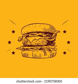 Burger Clipart Print Ready Vector File Stock Vector (Royalty Free ...
