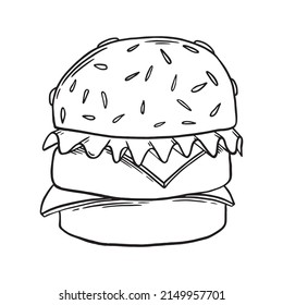 Burger Doodle Art On White Background Stock Vector (Royalty Free ...