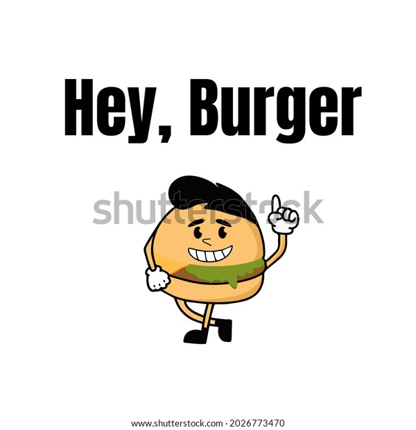 Burger Face Smiles Waves His Hand Stock Vector (Royalty Free ...