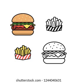 Burger Fries Icon Logo Stock Vector (Royalty Free) 1244040631