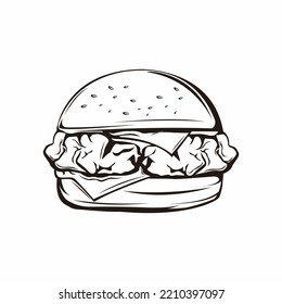 Burger Line Vector Illustration Poster Flyer Stock Vector (Royalty Free ...