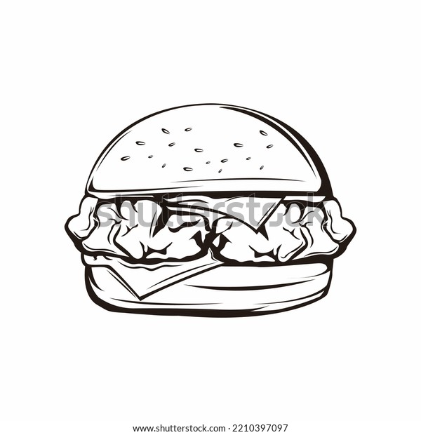Burger Line Vector Illustration Poster Flyer Stock Vector (Royalty Free ...