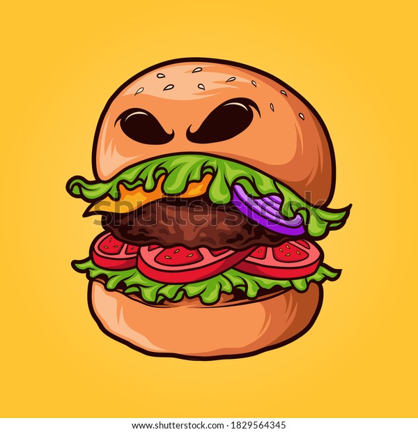 Burger Monster Food Vector Illustration Stock Vector (Royalty Free ...