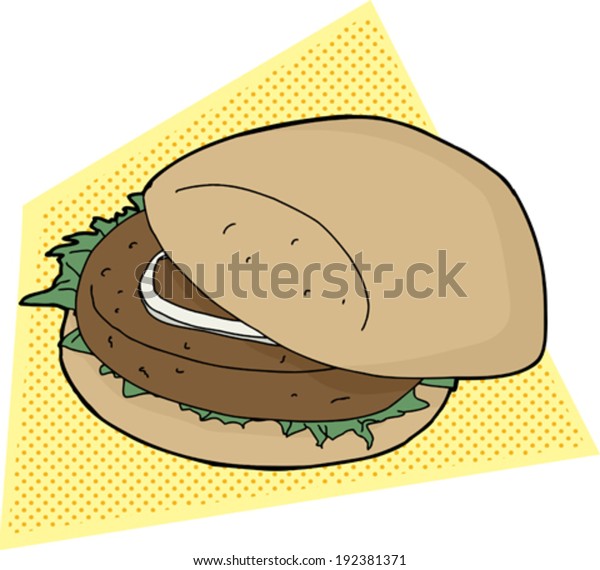 Burger Onion Lettuce On Halftone Background Stock Vector (Royalty Free ...