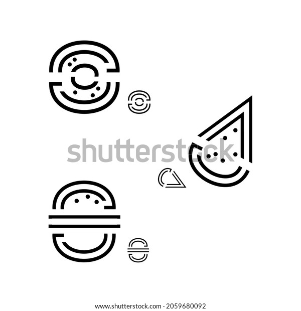 Burger Pizza Simple Linear Food Icons Stock Vector (Royalty Free ...