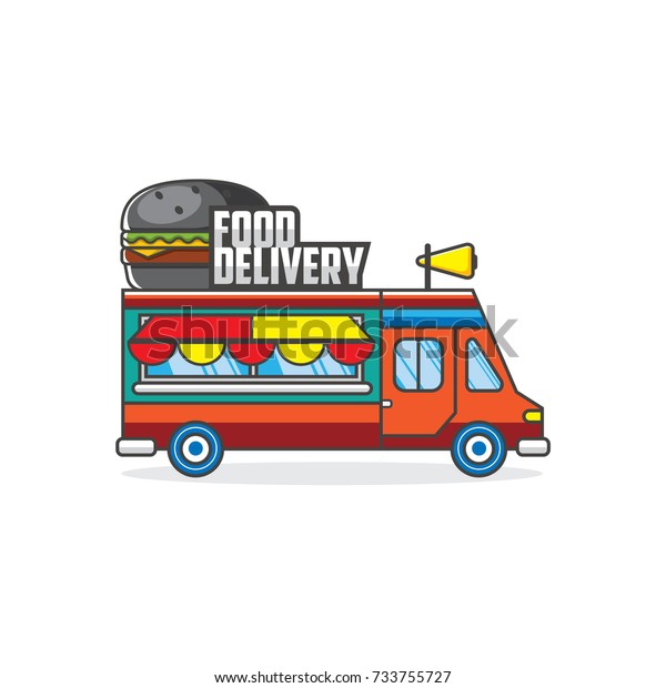 Vektor Stok Burger Truck Vector Illustration (Tanpa Royalti) 733755727 ...