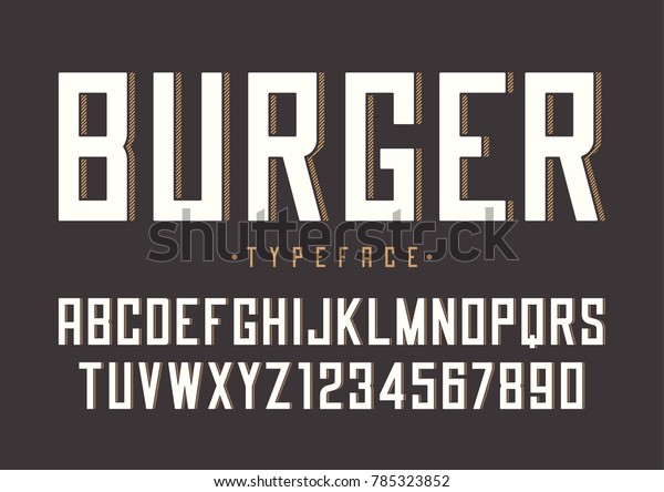 Diseño de fuente retro regular vector de hamburguesas, alfabeto, tipo ...