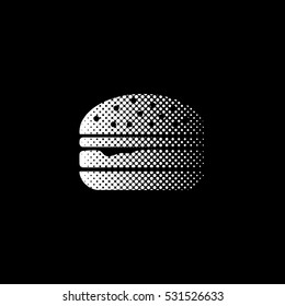 Burger White Vector Icon Halftone Illustration Stock Vector (Royalty ...