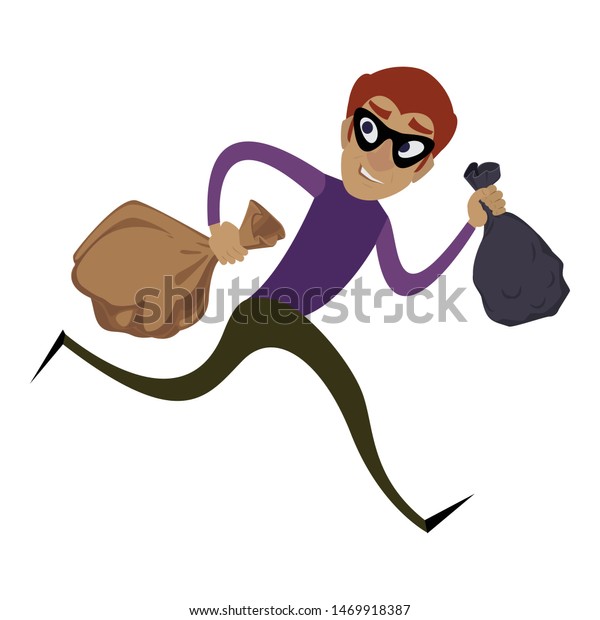 Burglar Running Icon Cartoon Burglar Running Stock Vector (Royalty Free ...