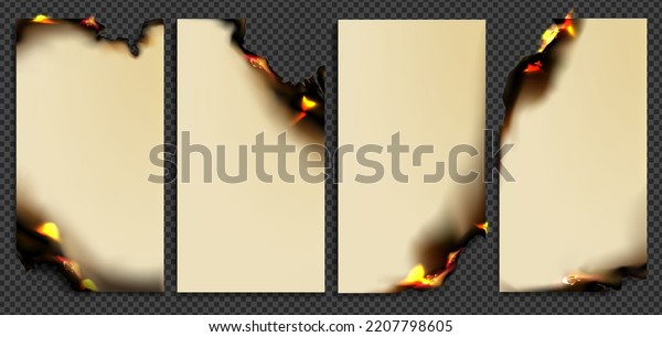 Burn Paper Fire Isolated Burning Cards Stock Vector (Royalty Free ...