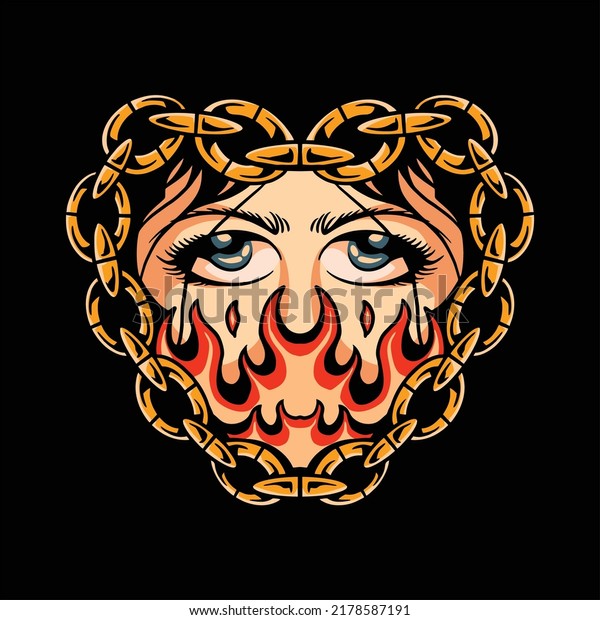 Burned Face Tattoo Vector Design Stock Vector (Royalty Free) 2178587191 ...