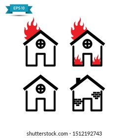 Burned House Simple House Icon Set Stock Vector (Royalty Free) 1512192743
