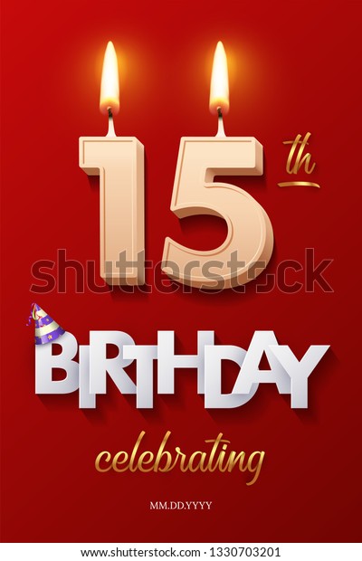 Burning Birthday Candle Form Number 15 Stock Vector (Royalty Free ...