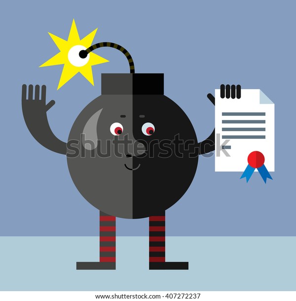 Burning Bomb Graduation Diploma Flat Style Stock Vector (Royalty Free ...