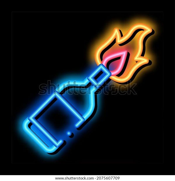 Burning Bottle Neon Light Sign Vector Stock Vector (Royalty Free ...