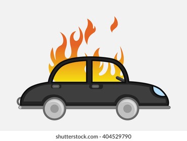 Burning Car Vector Illustration Stock Vector (Royalty Free) 404529790 ...