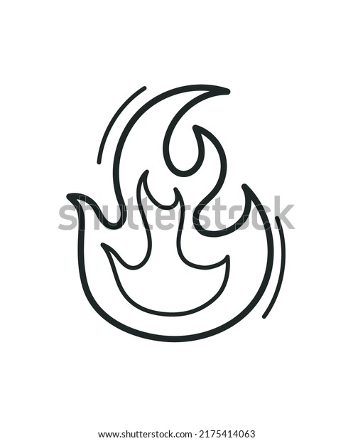 Burning Fire Flame Doodle Icon Flat Stock Vector (Royalty Free ...