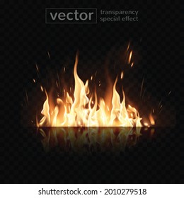 Burning Fire Glowing Reflection On Surface Stock Vector (Royalty Free ...
