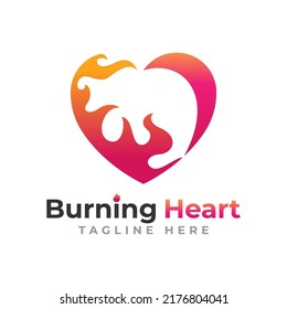 Burning Heart Logo Design Fire Love Stock Vector (Royalty Free ...