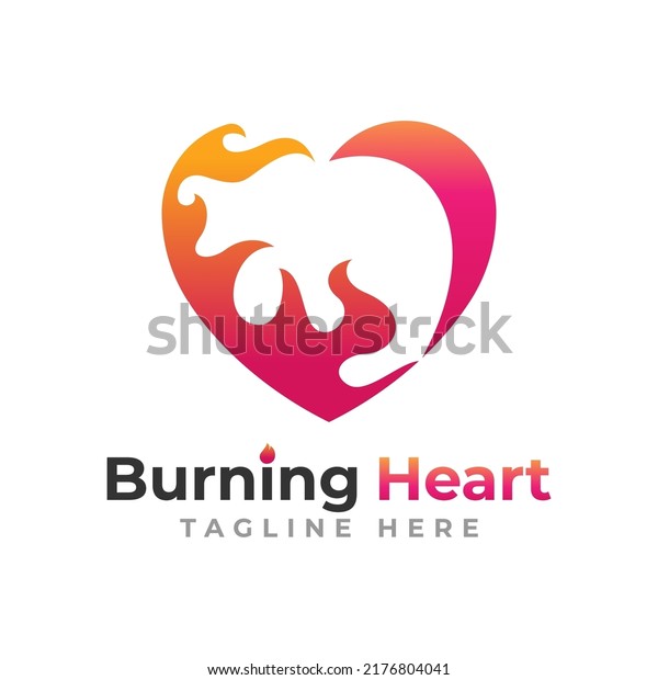 Burning Heart Logo Design Fire Love Stock Vector (Royalty Free ...