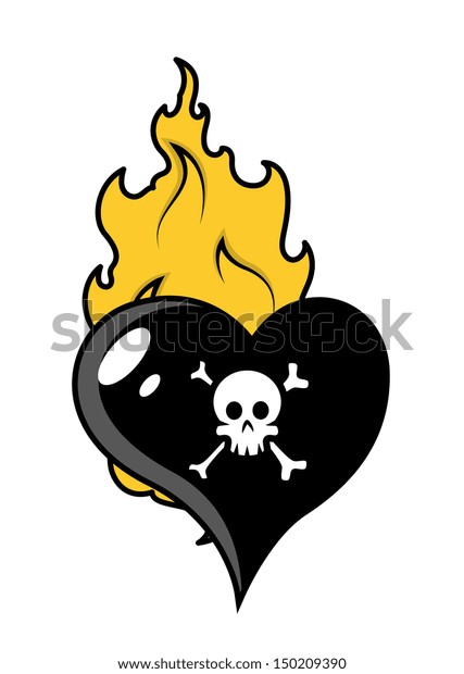 Burning Heart Tattoo Vector Stock Vector (Royalty Free) 150209390 ...
