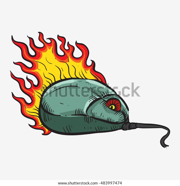 Burning Hot Mouse Drawing Cartoon Sketch Stock Vector (Royalty Free ...