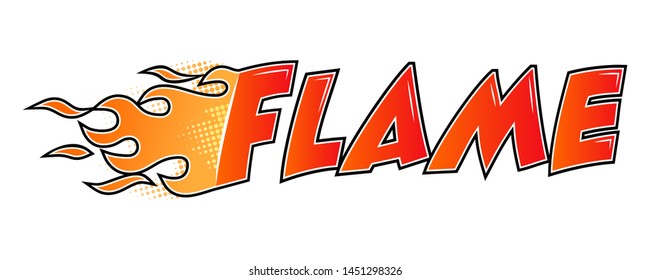 Burning Label Flame Fire Lettering Flat Stock Vector (Royalty Free ...