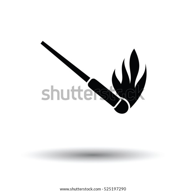 Burning Matchstick Icon White Background Shadow Stock Vector (Royalty ...