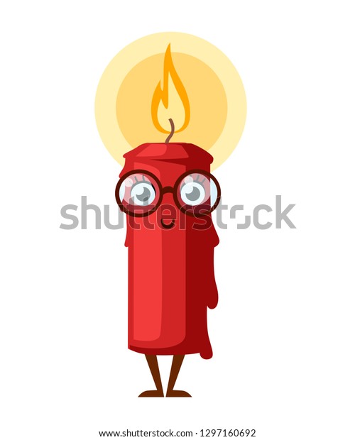 Burning Red Candle Cartoon Character Design Stock Vector (Royalty Free ...