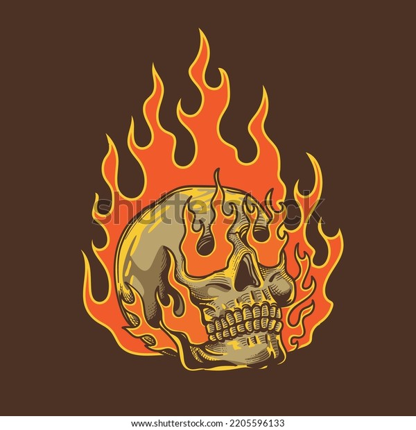 Burning Skull Design Template Stock Vector (Royalty Free) 2205596133 ...