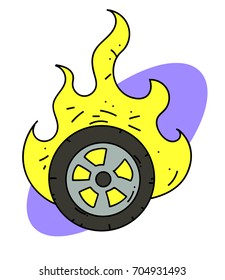 Burning Tire Cartoon Hand Drawn Image Stock Vector (Royalty Free ...