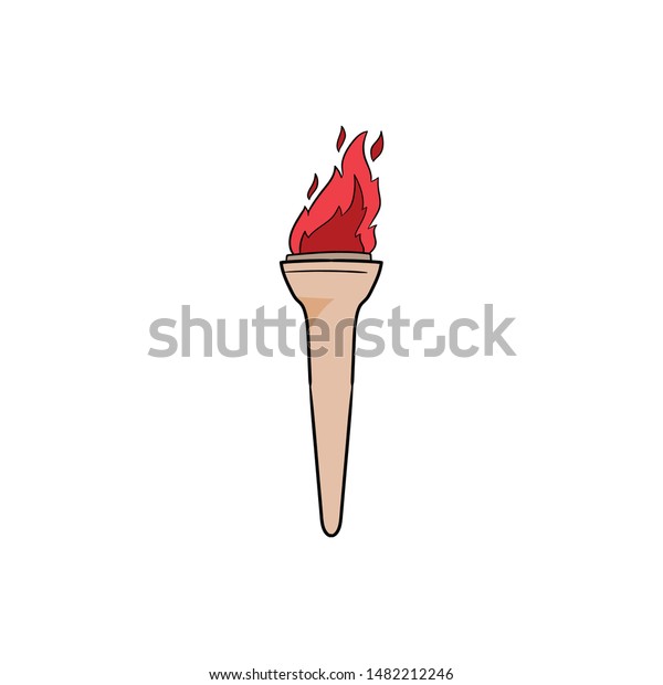 Burning Torch Doodle Color Hand Drawing Stock Vector (Royalty Free ...