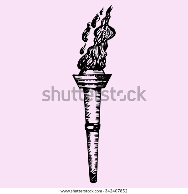 Burning Torch Doodle Style Sketch Illustration Stock Vector (Royalty ...