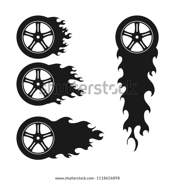 Burning Wheel Silhouette Logo Icon Vector Stock Vector (Royalty Free ...