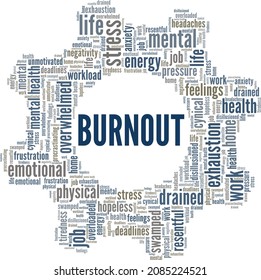 Burnout Vector Illustration Word Cloud Isolated Stock Vector (Royalty ...