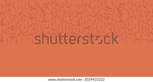 Burnt Orange Squirrel Silhouette Seamless Border Stock Vector (Royalty ...