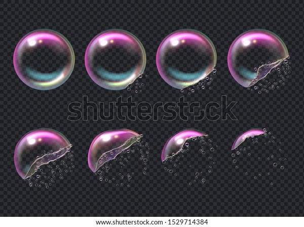 Burst Bubbles Key Frames Transparent Deformed Stock Vector (Royalty ...