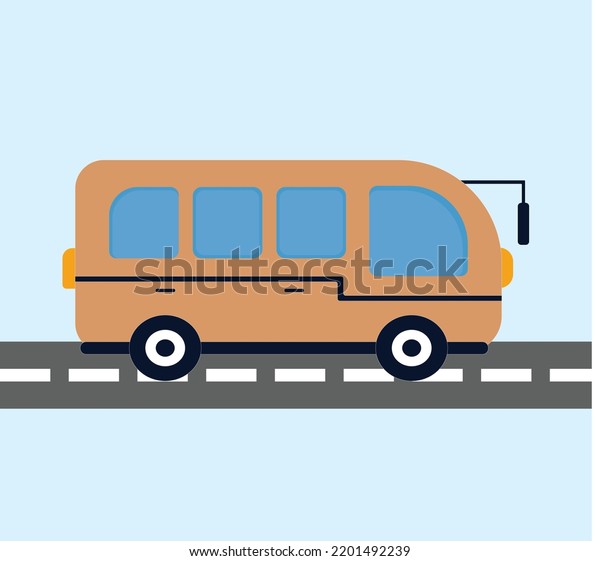Bus Flat Illustration Isolated Cartoon Clipart Stock Vector (Royalty ...