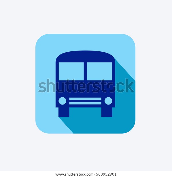 Bus Icon Flat Design Rounded Rectangle Stock Vector (Royalty Free ...