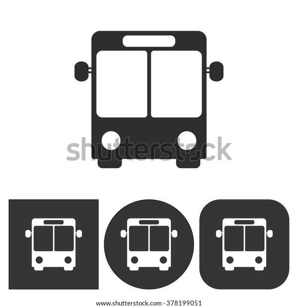 Bus Icon On Black White Background Stock Vector (Royalty Free) 378199051