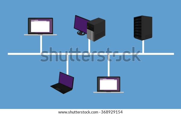 Bus Network Topology Lan Design Networking Stock Vector (Royalty Free ...
