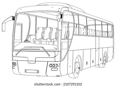 Bus Outline Vector Illustration Isolated On Stock Vector (Royalty Free ...
