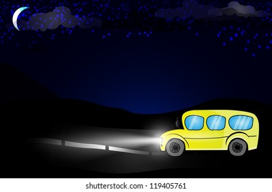 Bus Ride Night Stock Vector (Royalty Free) 119405761 | Shutterstock