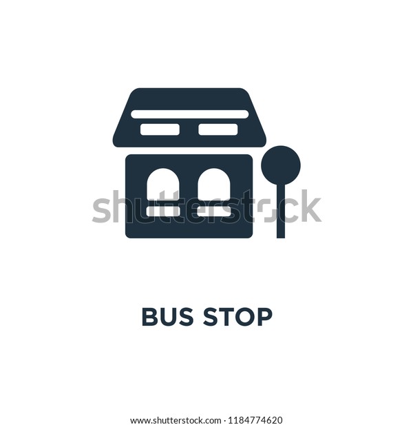Bus Stop Icon Black Filled Vector Stock Vector (Royalty Free ...