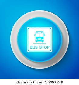 Bus Stop Sign Isolated On Blue Stock Vector (Royalty Free) 1323007418 ...