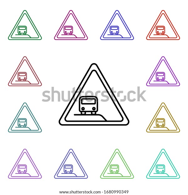 Bus Stop Sign Multi Color Style Stock Vector (Royalty Free) 1680990349 ...